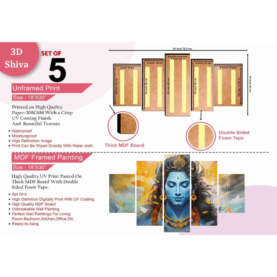 3D Shiva Paintings For Wall Decoration - Classic Things